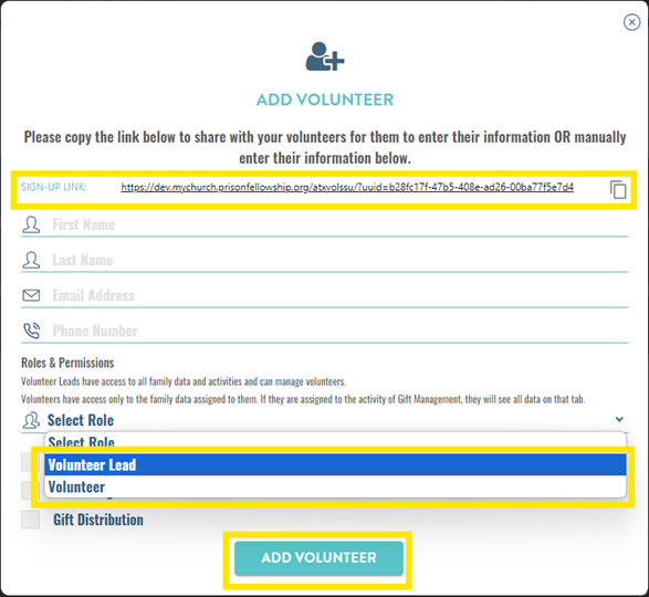 How to add a volunteer or volunteer lead. – Prison Fellowship